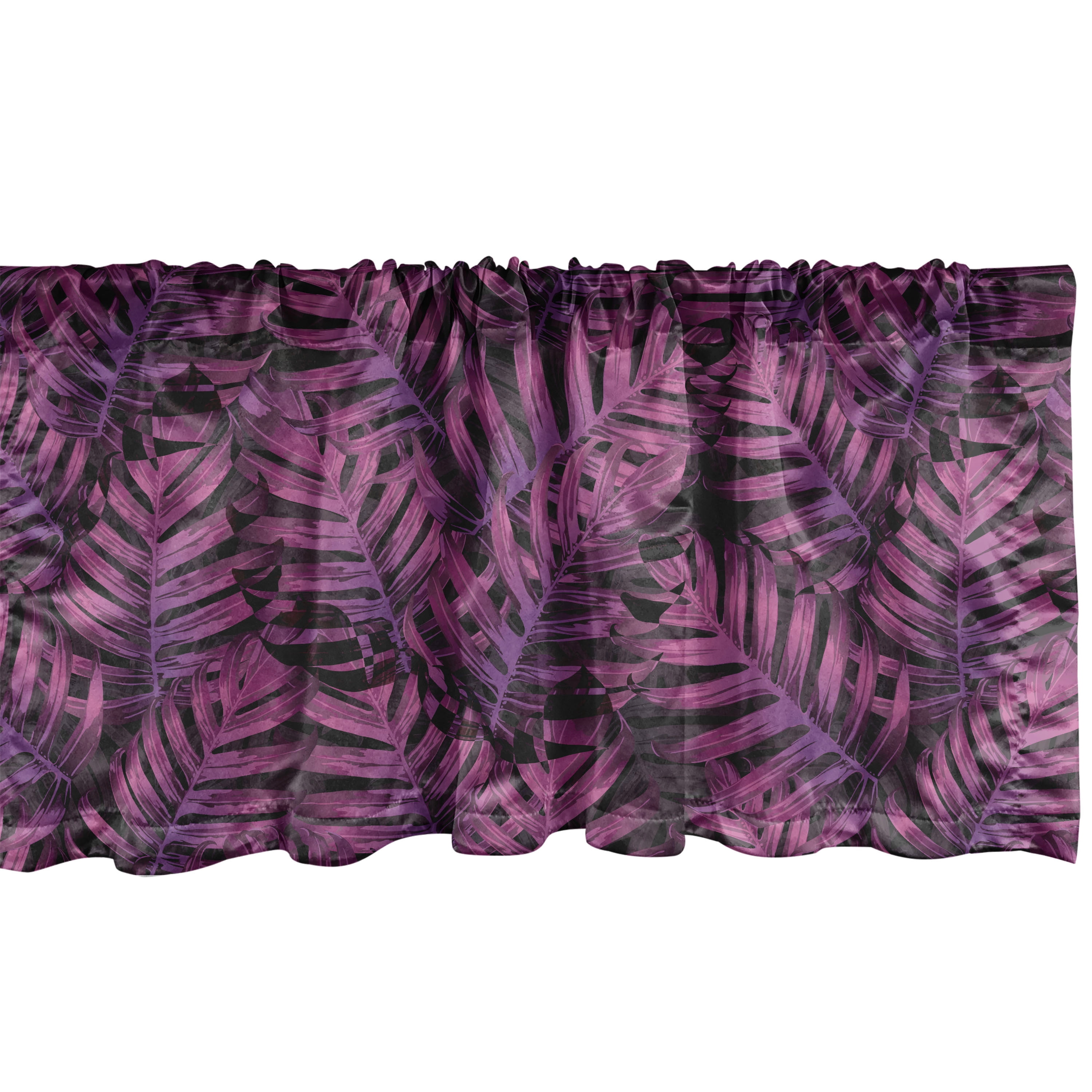 Monstera Leaves Window Valance, Psychedelic Colors Palm Tree Leaves ...