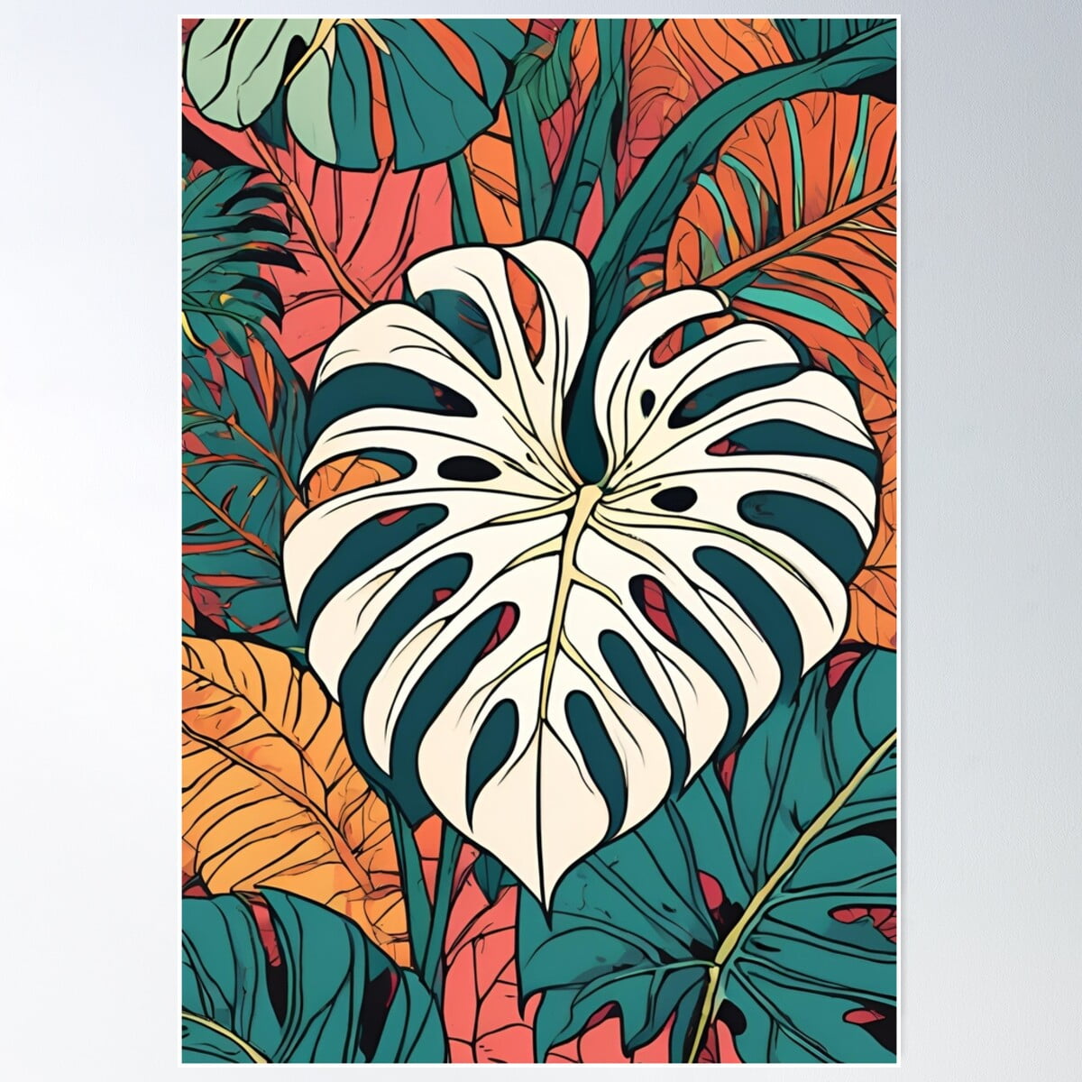 Monstera Magic - Bold Tropical Leaf Design Poster Wall Art, Modern Wall ...