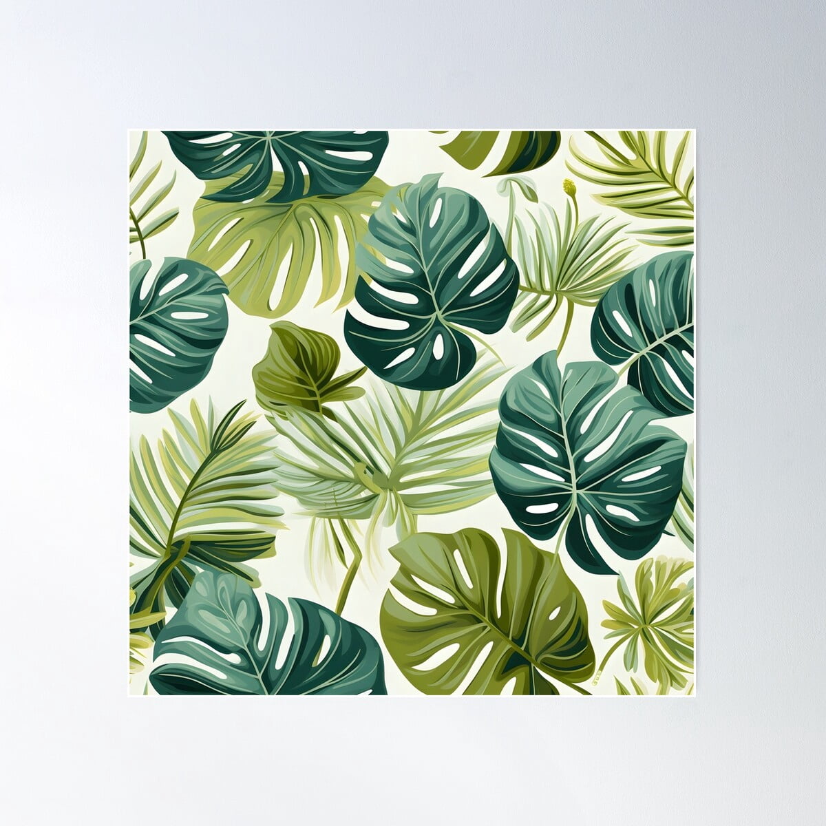 Monstera Magic - Crisp Leaves On White Background Poster Wall Art ...