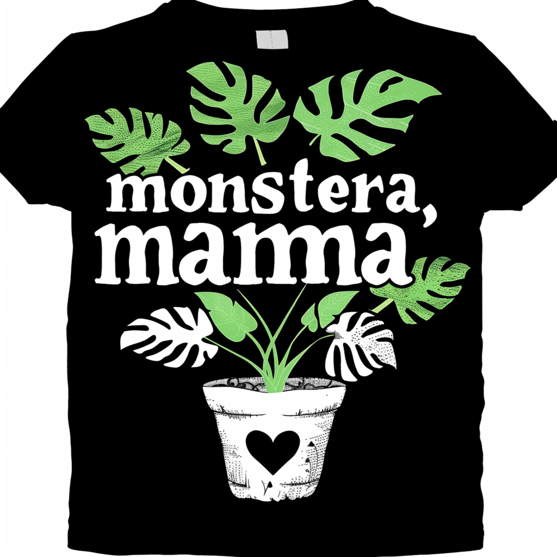 Monstera Mama: Elegant Black T Shirt with Monstera Plant Growing from ...