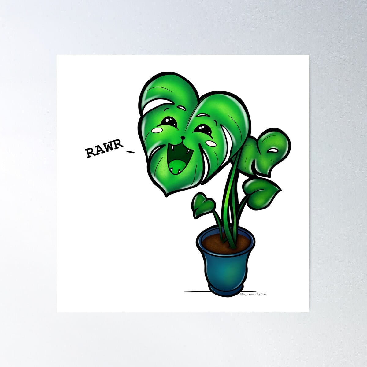 Monstera Monster' Cute Pun Plant Art By Empress Eyrie Poster Wall Art ...