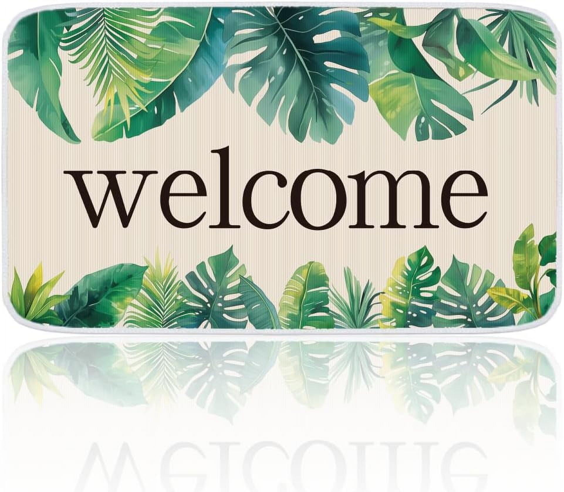Monstera Palm Leaf Door Mat Welcome Mat for Front Door,Tropical Plant ...