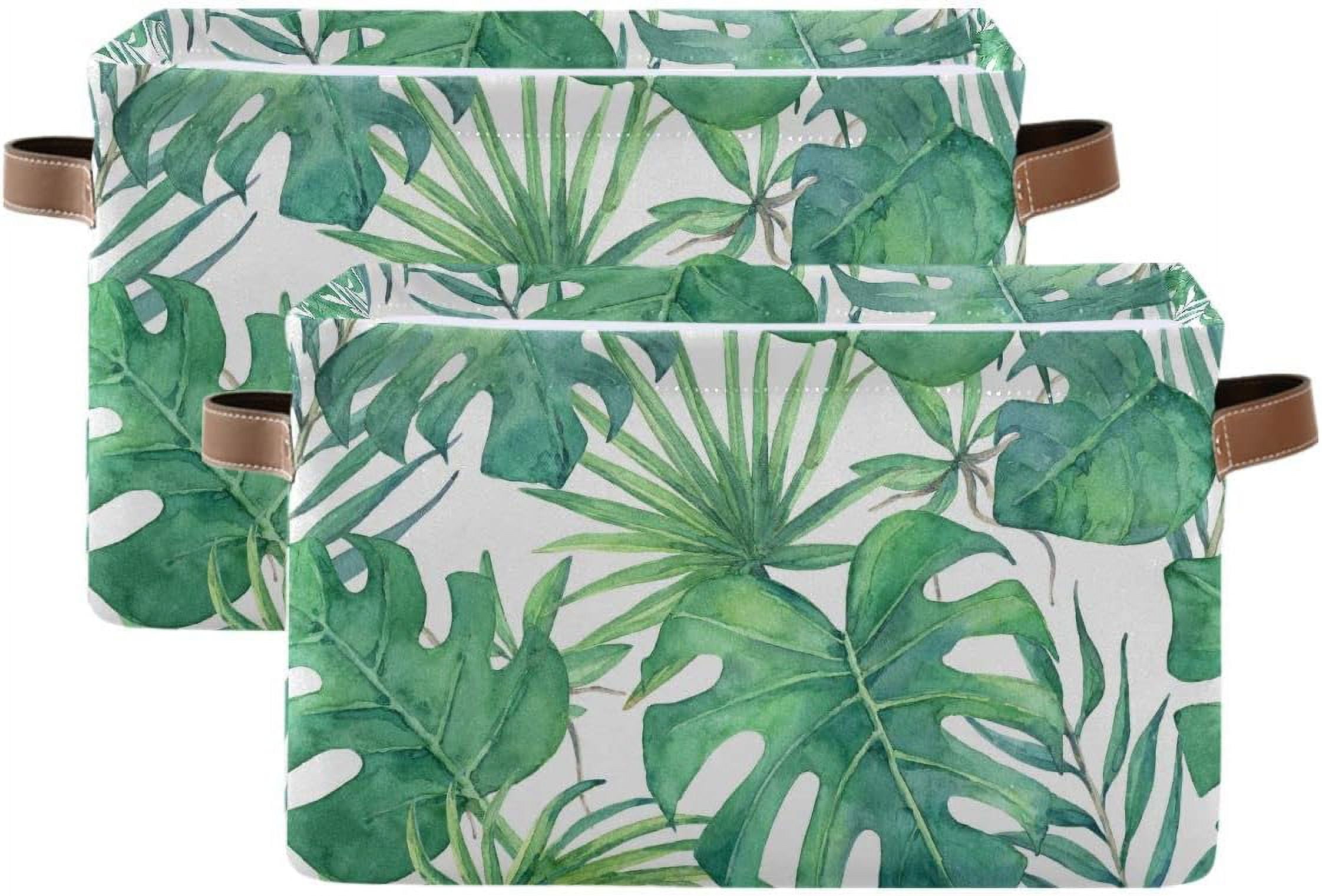 Monstera Palm Leaf Green Tropical Plant Square Storage Basket Storage ...