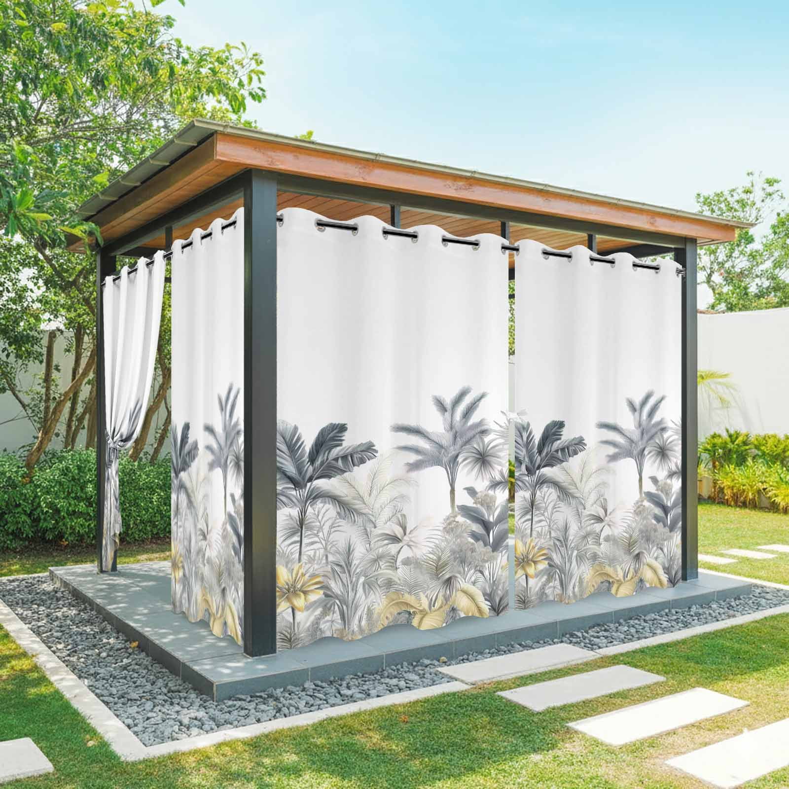 Monstera Palm Tree Outdoor Curtains for Patio Waterproof, Tropical ...
