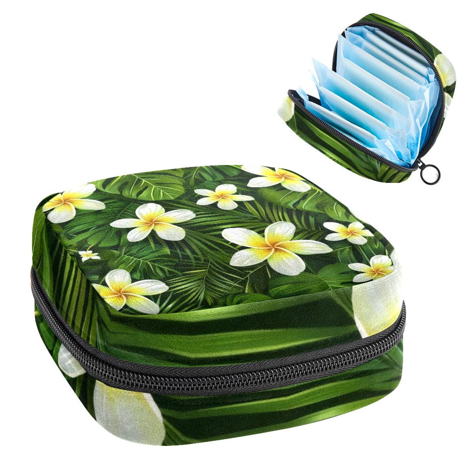 Monstera Paradise Flower Palm Leaf Sanitary Napkin Storage Bag, Zipper ...