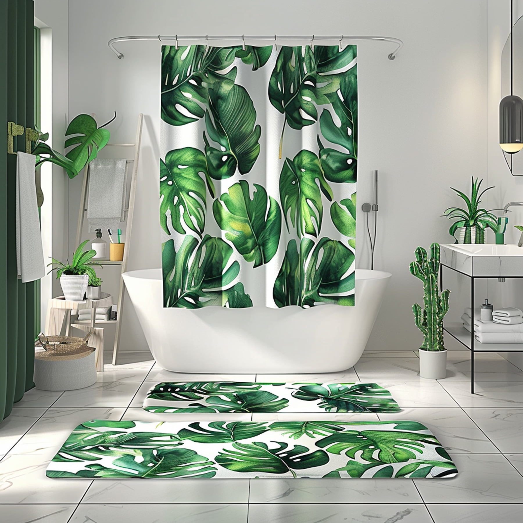 Monstera Paradise: Tropical Rainforest Shower Curtain with Hyper ...