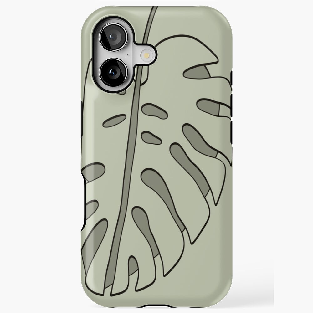 Monstera Plant Green Line Art 1/2 iPhone Case 17 11 12 13 14 15 16 Pro ...