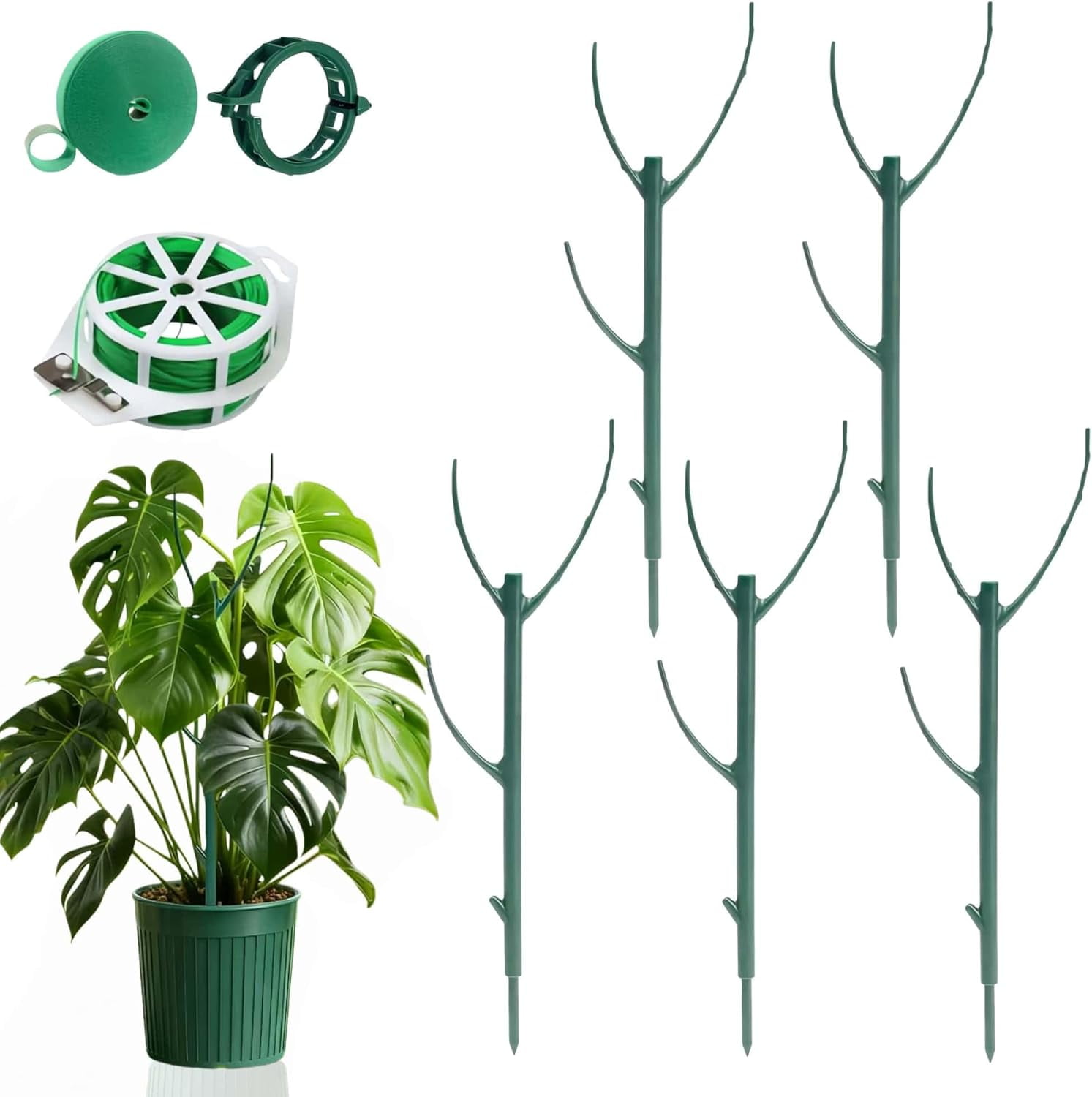 Monstera Plant Support Stakes (5 Pack), Stackable & Adjustable Moss ...