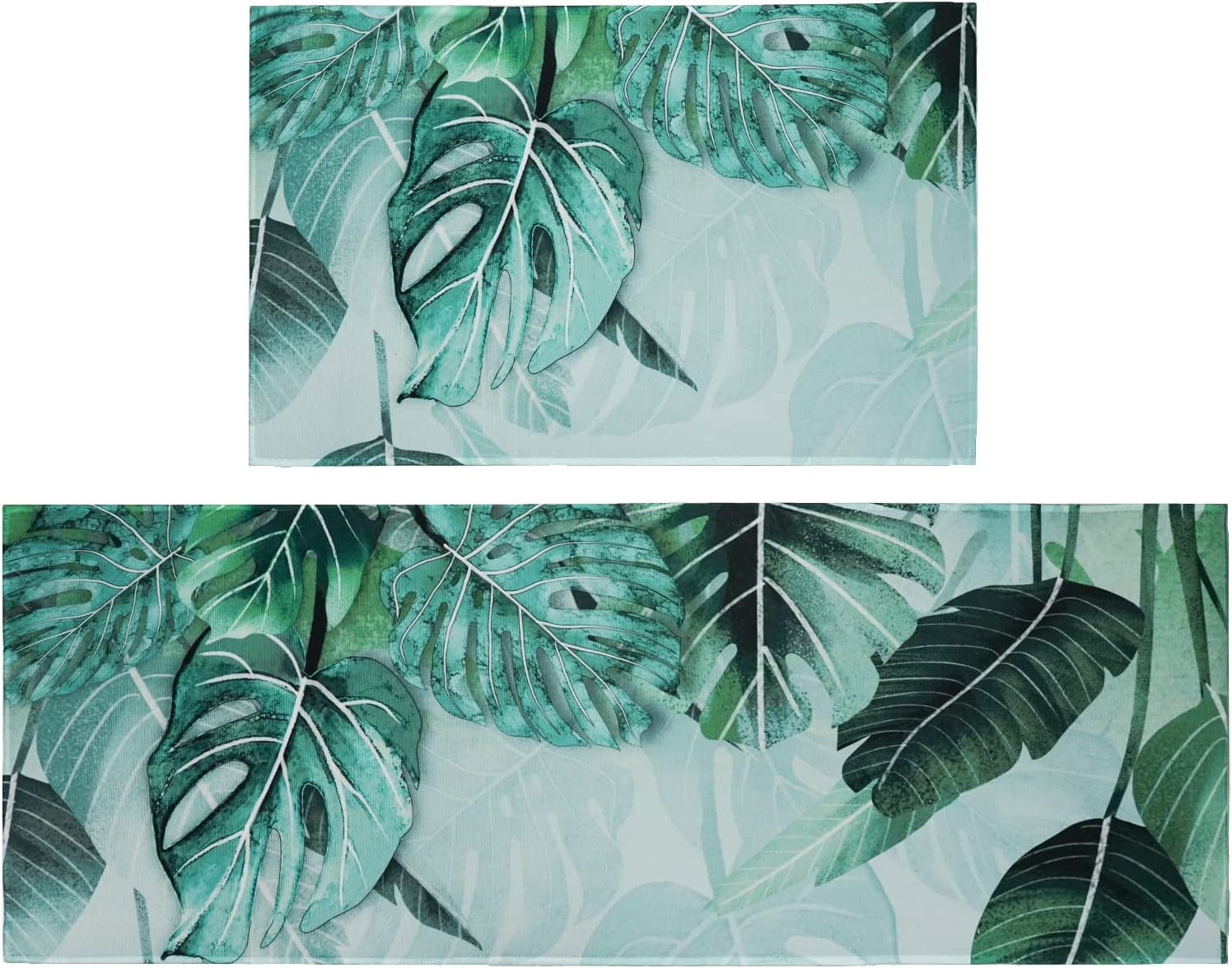 Monstera Rug Kitchen Rugs Green Tropical Design Non-Slip Soft Kitchen ...