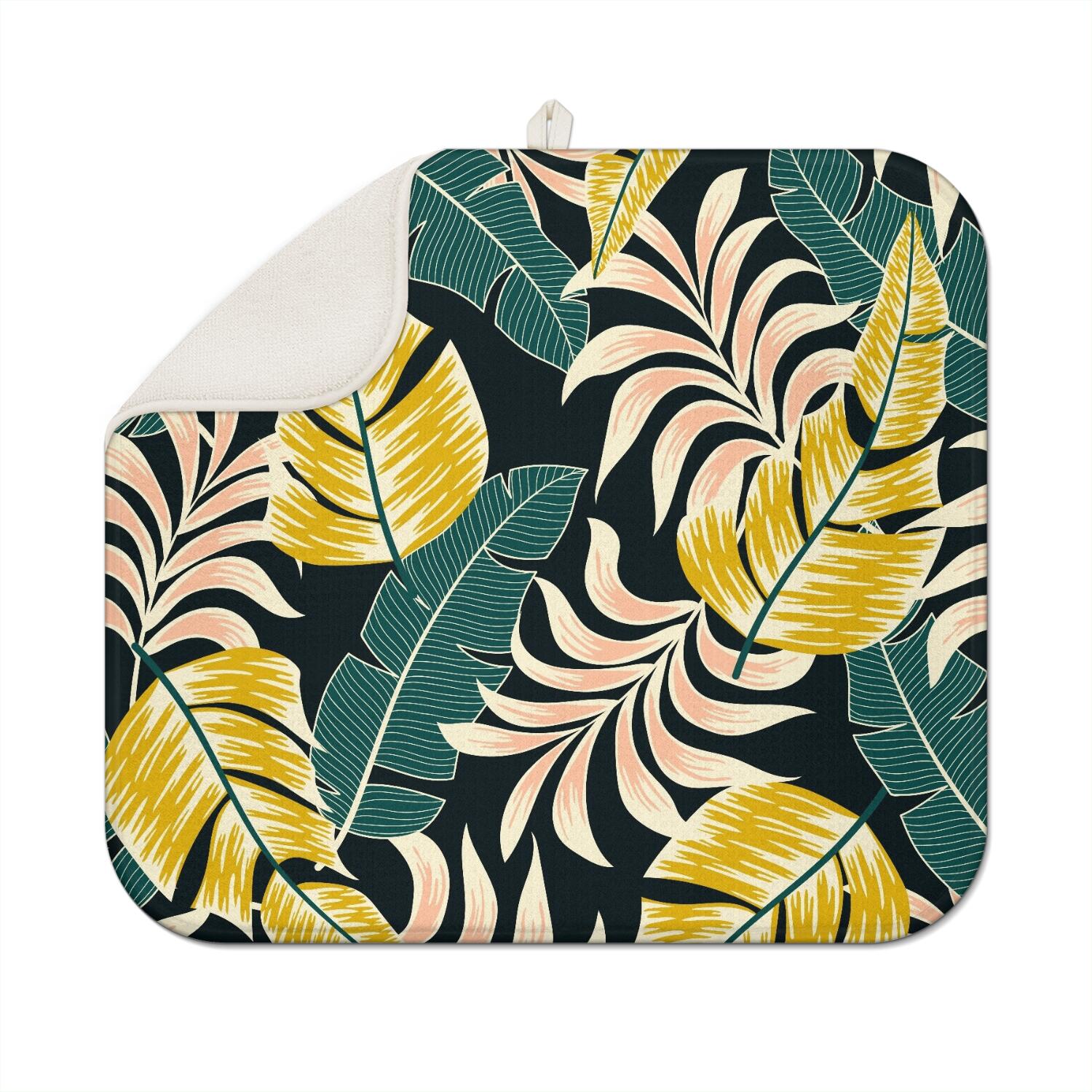 Monstera Tropical Floral Dish Drying Mat – Hawaiian Print and Botanical ...
