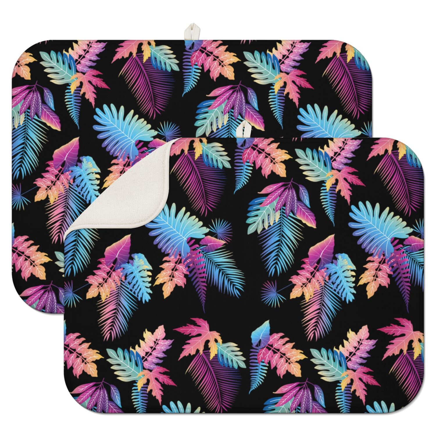 Monstera Tropical Floral Dish Drying Mat – Hawaiian Print and Botanical ...