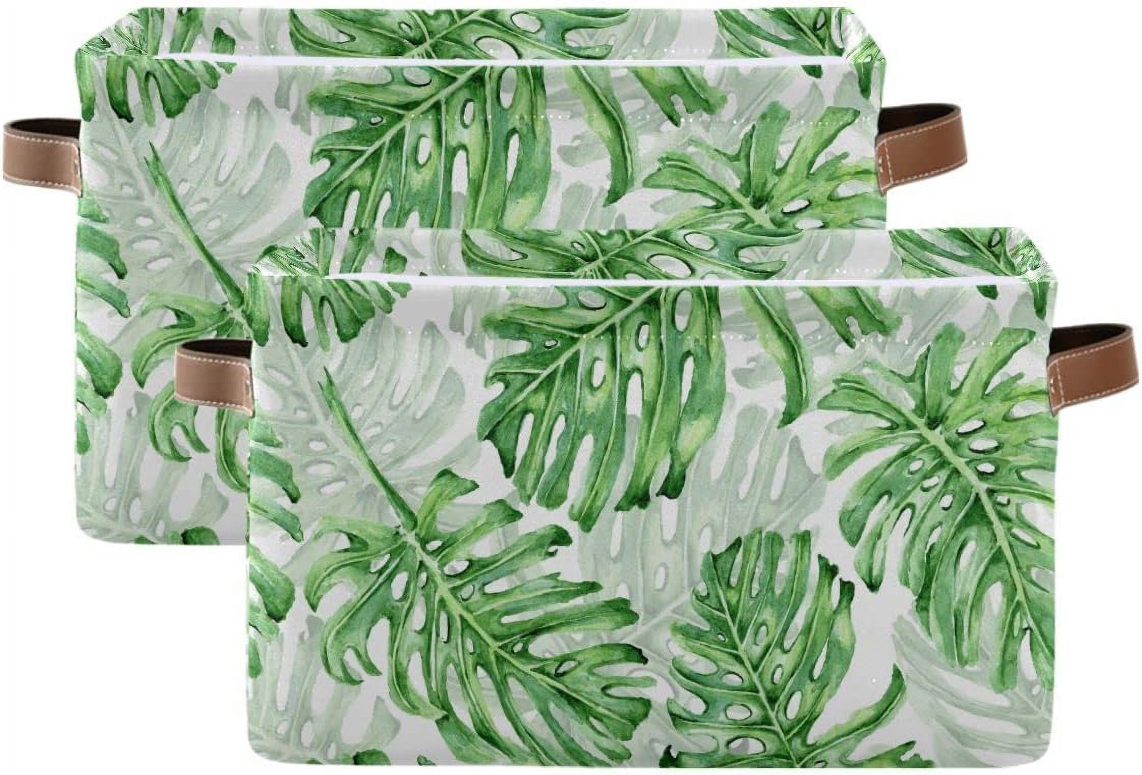Monstera Tropical Leaves Square Storage Basket Storage Bins Canvas ...