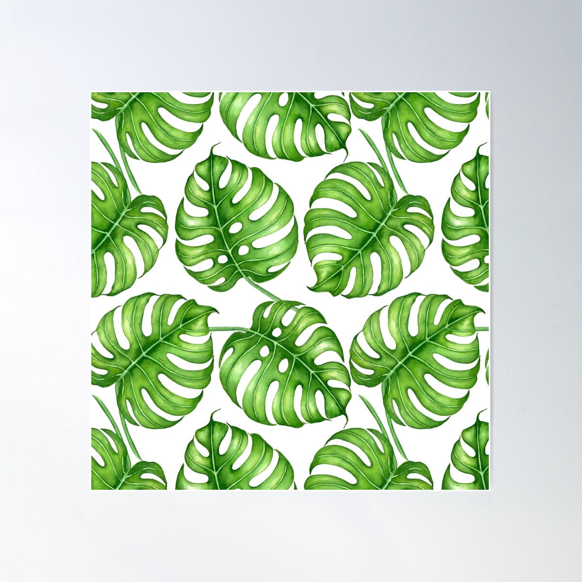 Monstera Watercolor Pattern Poster Wall Art, Modern Wall Decor For ...