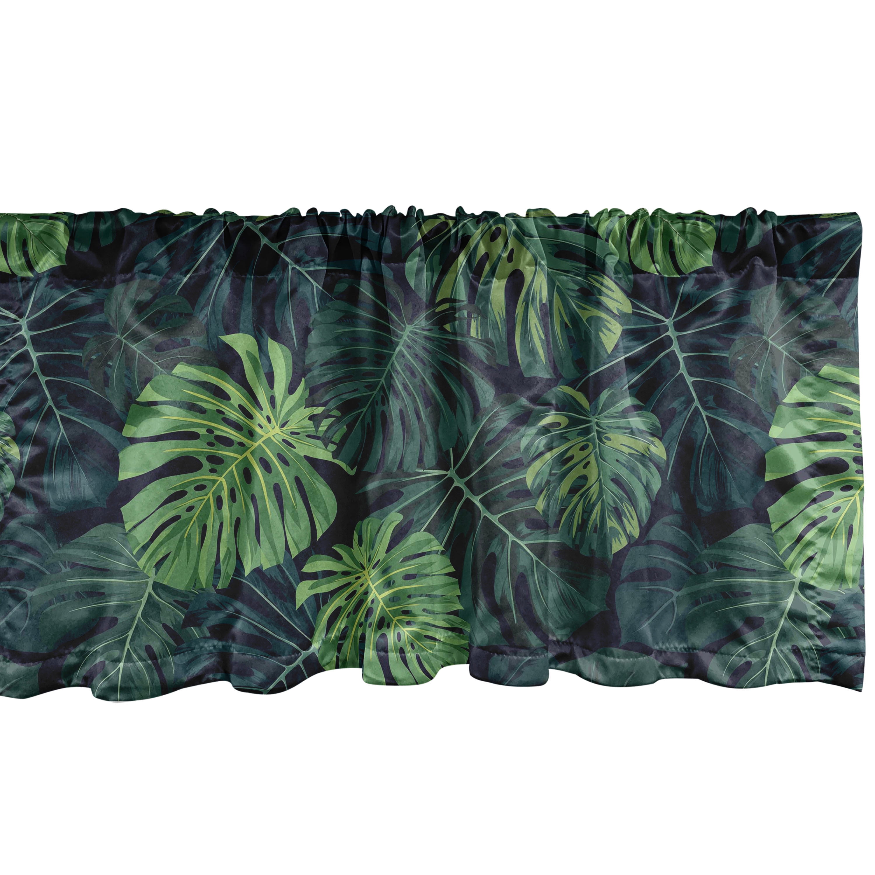 Monstera Window Valance, Exotic Hawaiian Modern Digital Watercolor ...