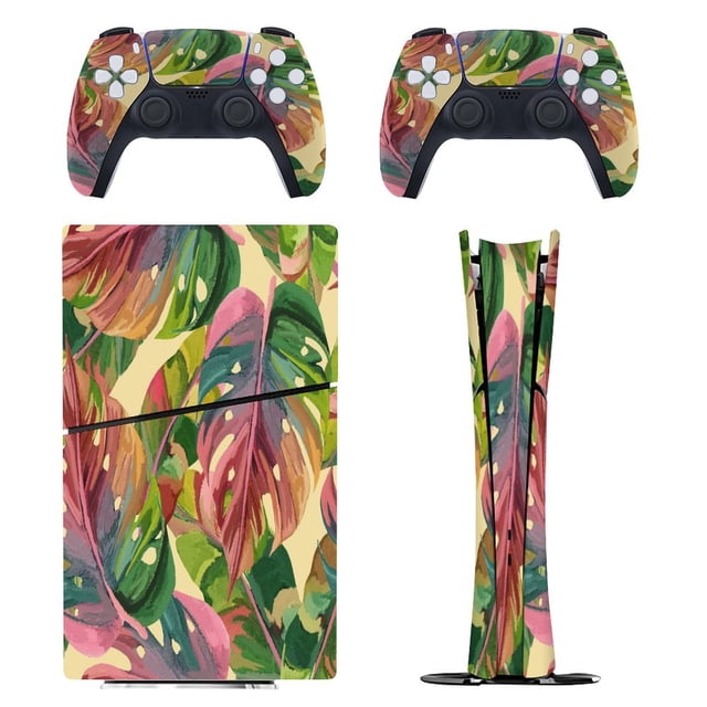 Monstera，pink，green PS5/PS5 Slim Digital Disc Skin Sticker For Console ...