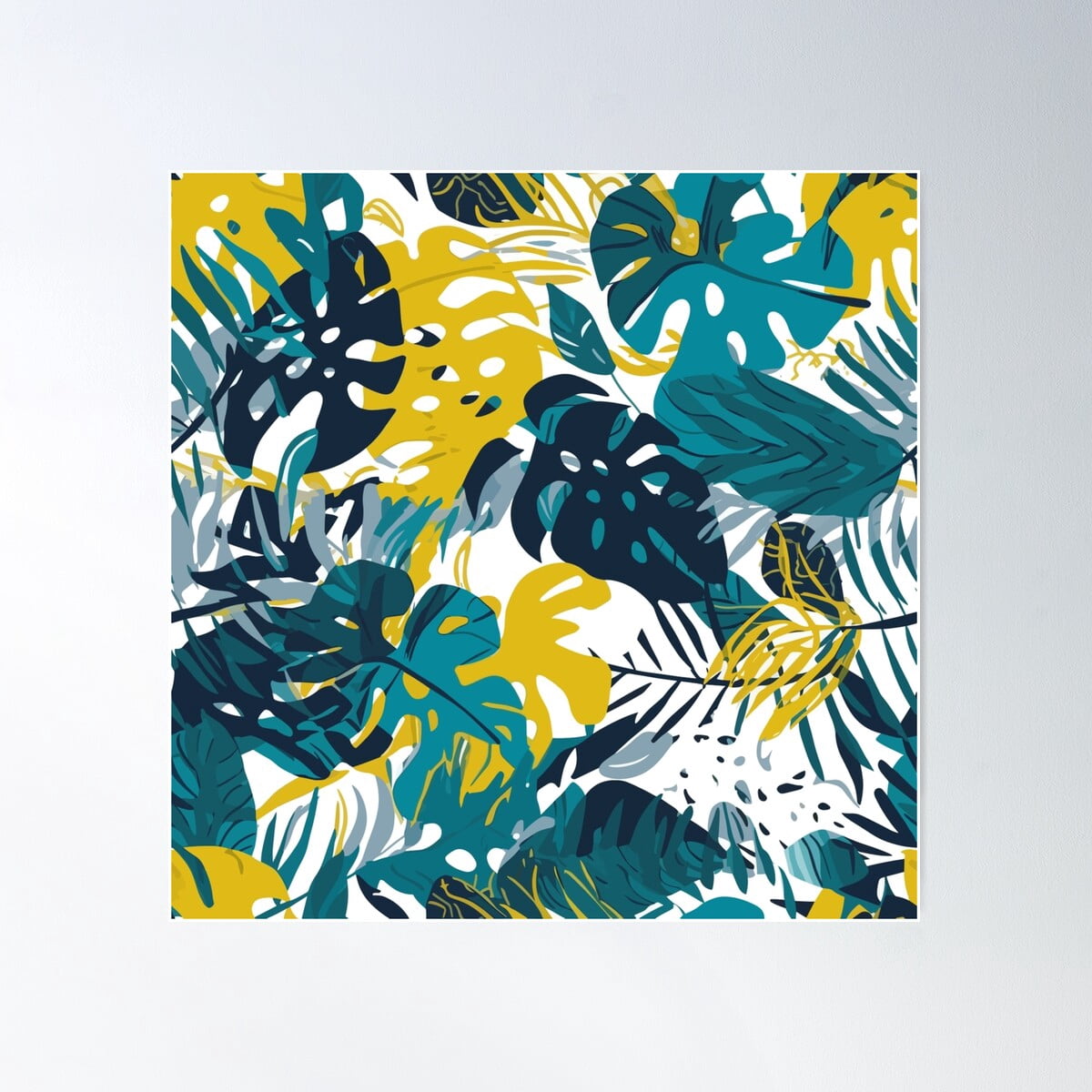 Monsteras Azules Poster Wall Art, Modern Wall Decor For Living Room ...
