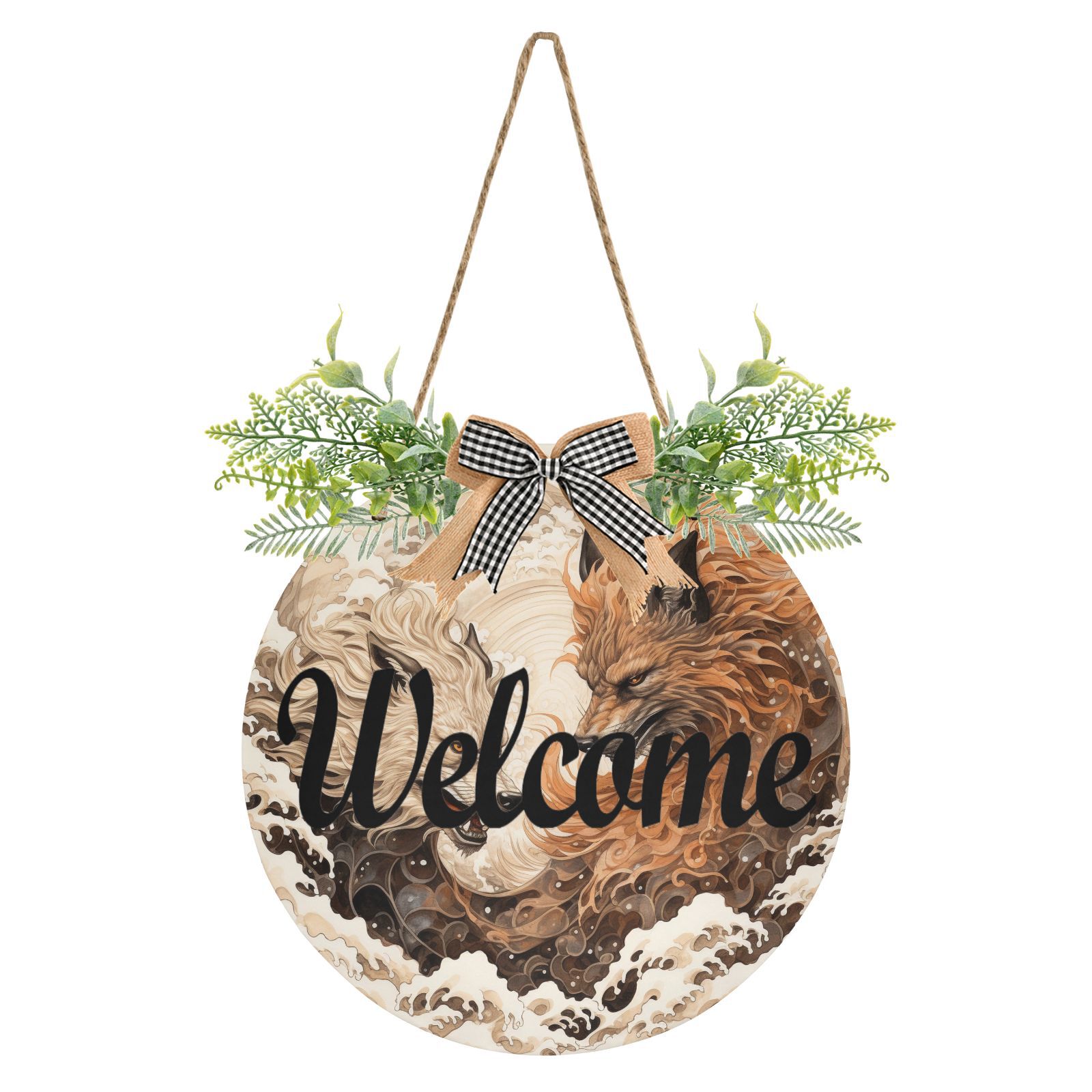 Monsters Beasts Wolves Waves Welcome Sign for Front Door Wreath Door ...