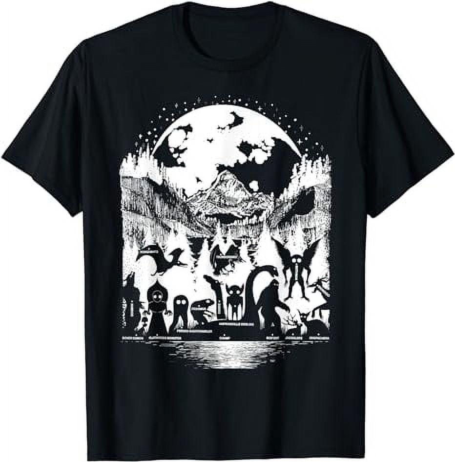 Monsters Bigfoot Mothman Dogman Moon Cryptozoology T-Shirt - Walmart.com