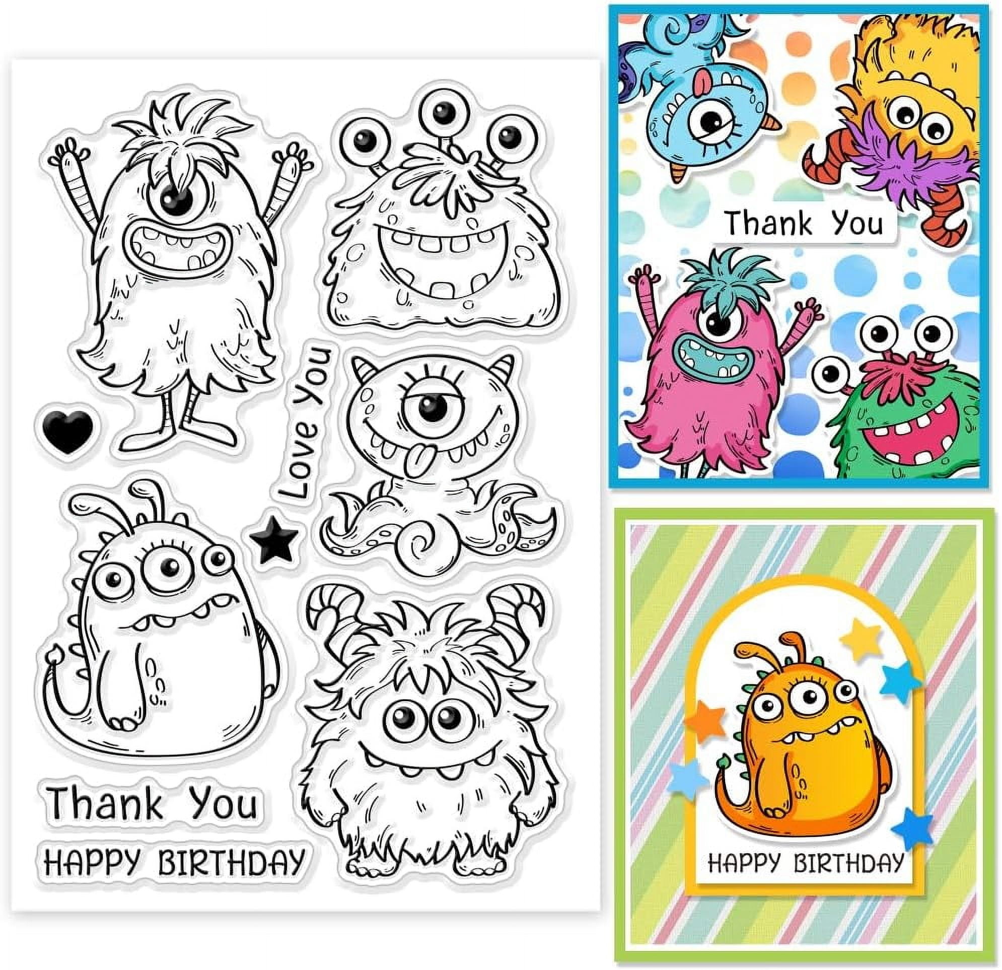 Monsters Birthday Label Clear Stamps Layering Transparent Monsters ...