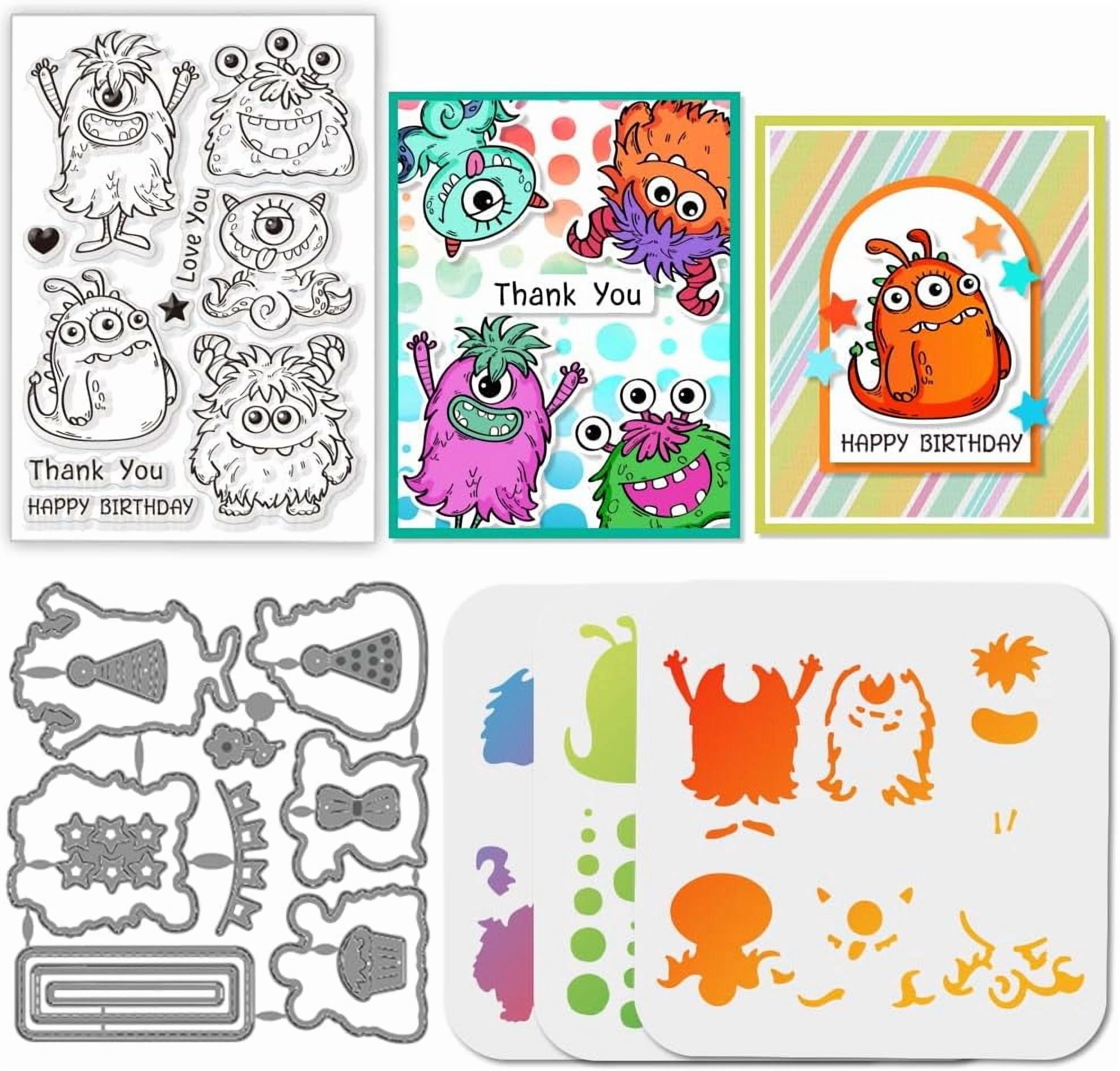 Monsters Birthday Label Clear Stamps Metal Birthday Supplies Cutting ...