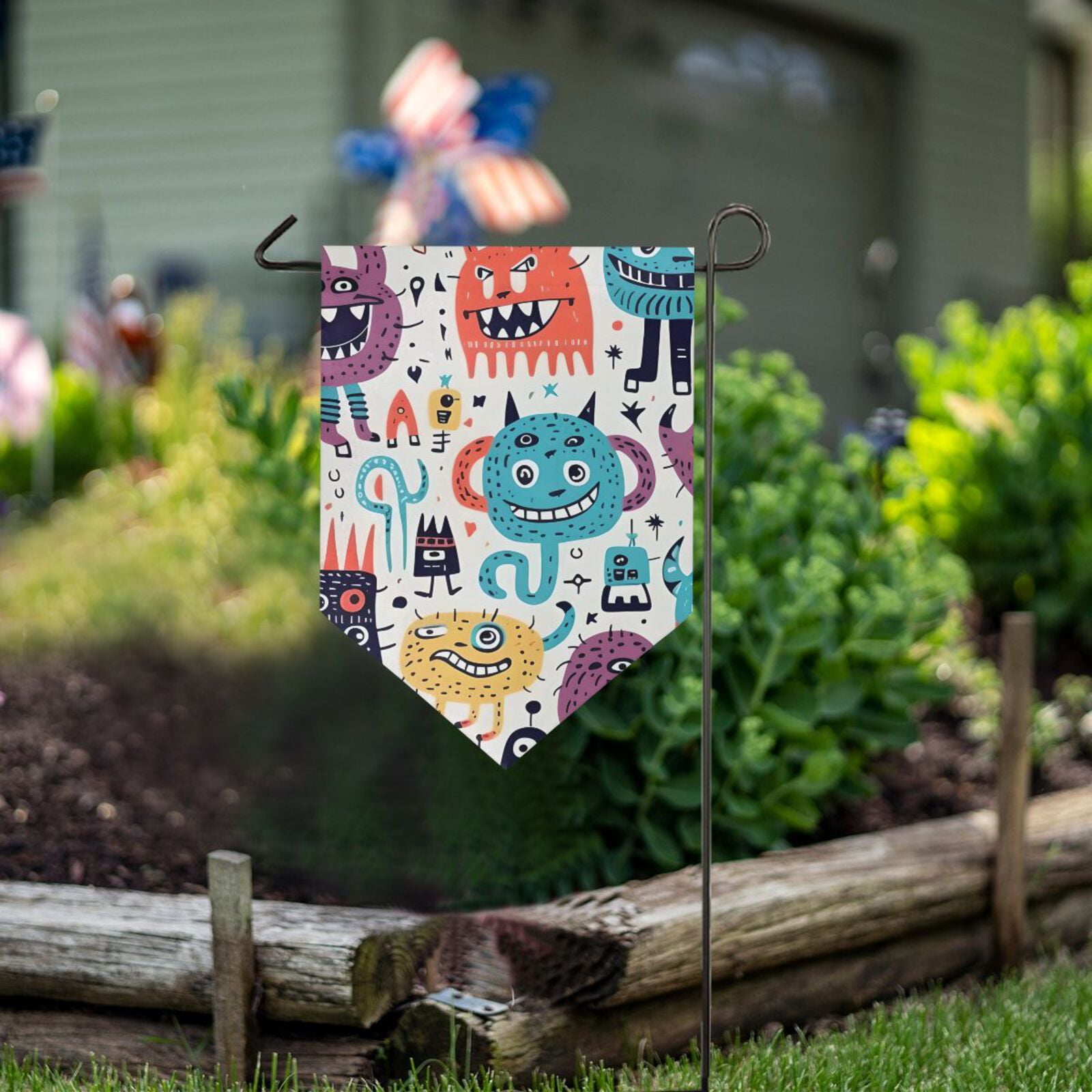 Monsters Blue Garden Flag 18" x 12.5" Double Sided Yard Lawn Outdoor ...