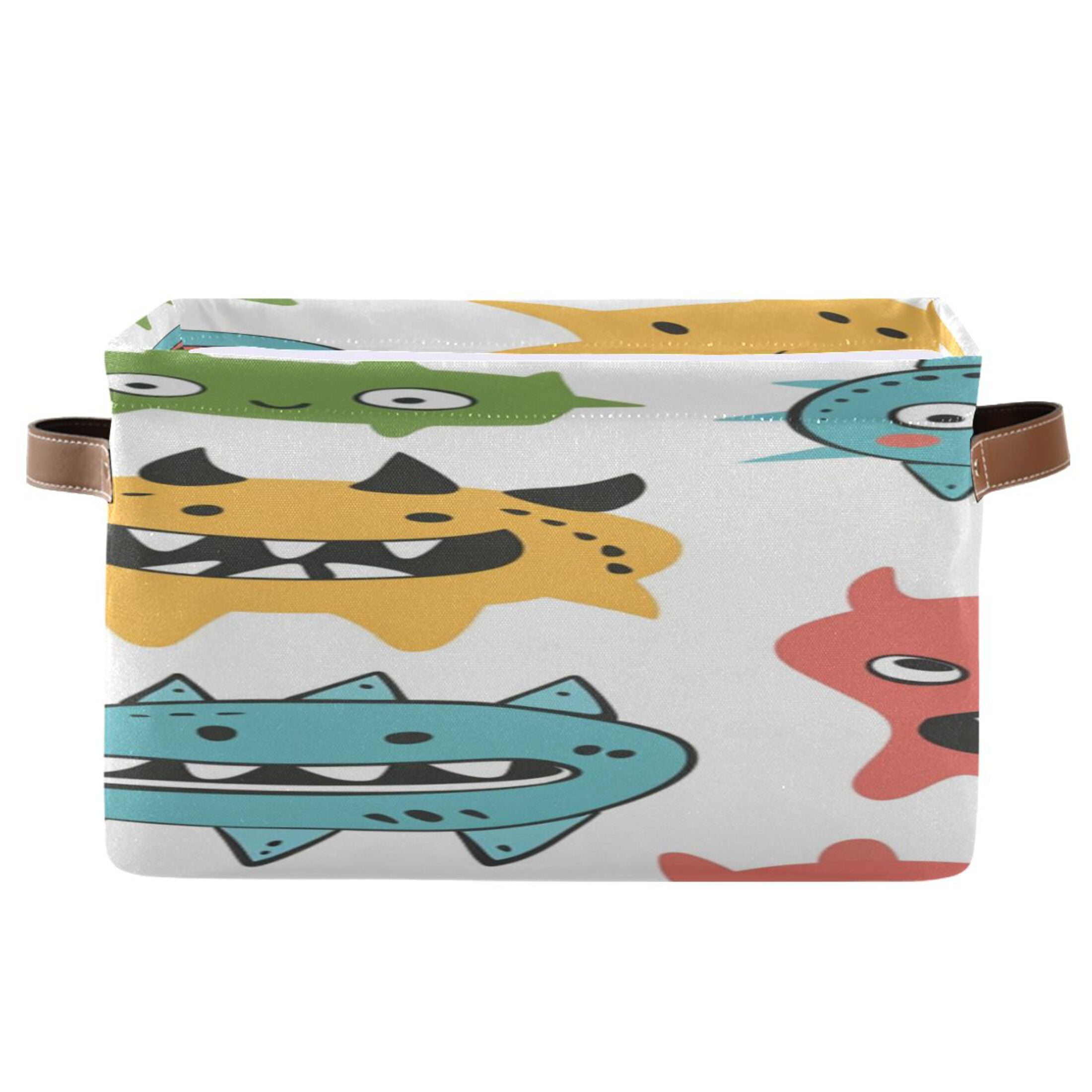 Monsters Cartoon Doodle Square Storage Bins with Handles Collapsible ...