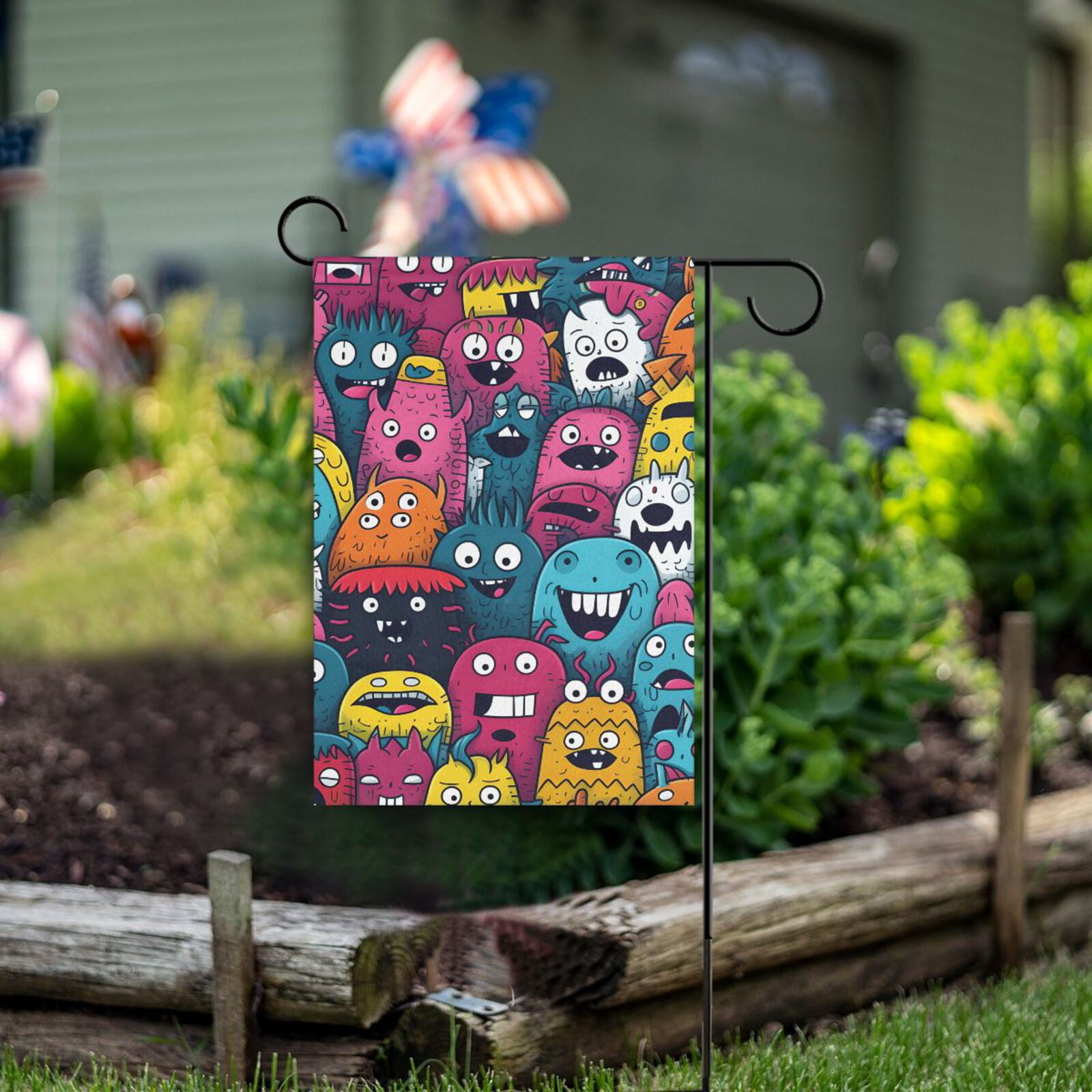 Monsters Colorful Garden Flag Double Sided Outdoor Banners for ...