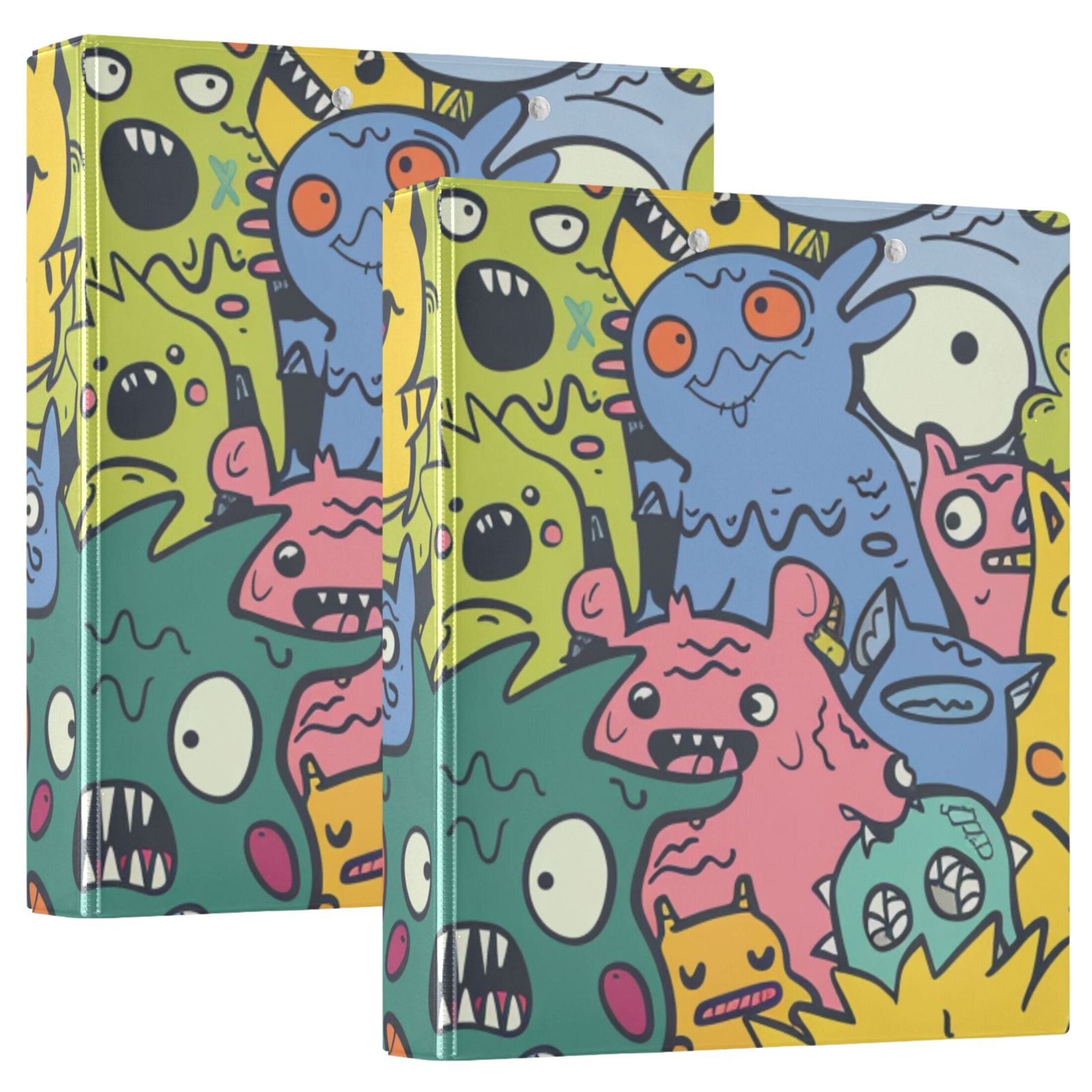 Monsters Doodle 3 Ring Binders 1.5 inch Hardcover File Folders with ...