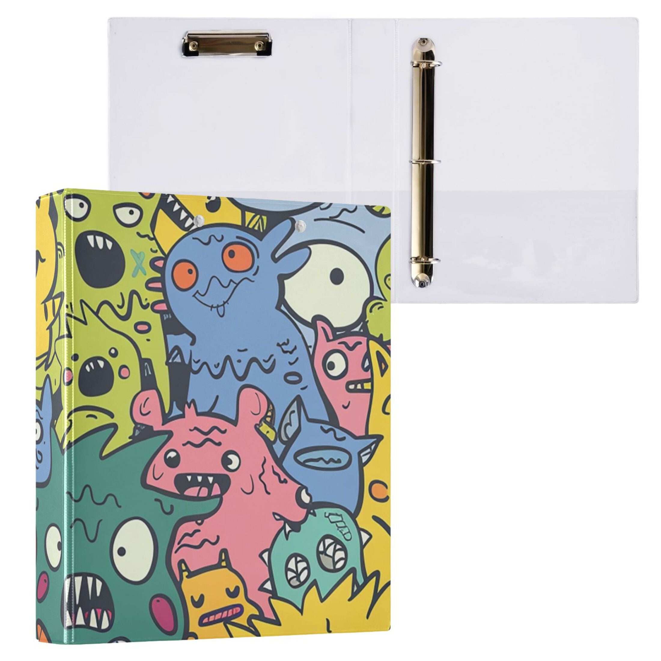 Monsters Doodle 3 Ring Binders 1.5 inch Hardcover File Folders with ...