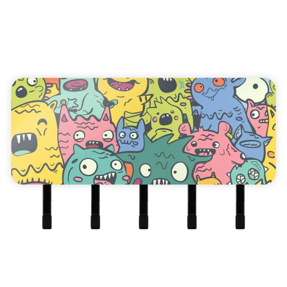 Monsters Doodle Key Holder for Wall Mail Holder Organizer with 5 Key ...