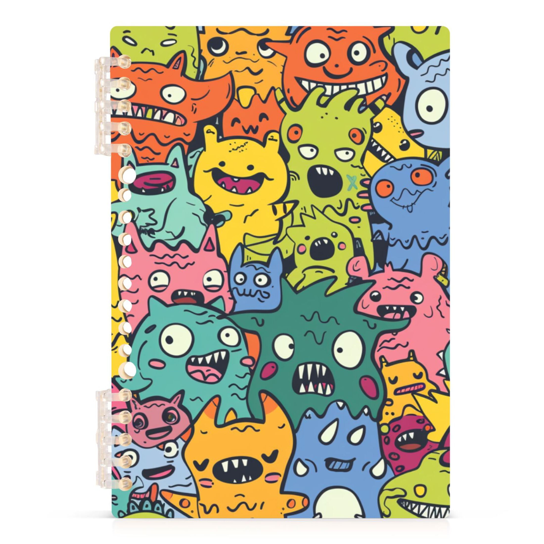 Monsters Doodle Ring Binder Notebook Journey Note Diary College Ruled ...
