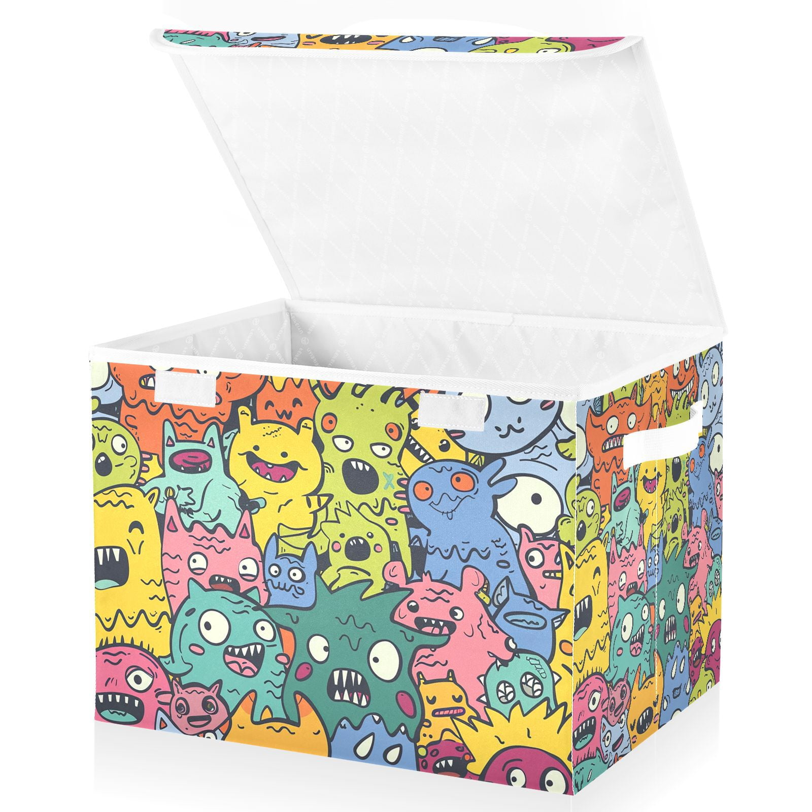 Monsters Doodle Storage Basket for Shelves Foldable Container Organizer ...