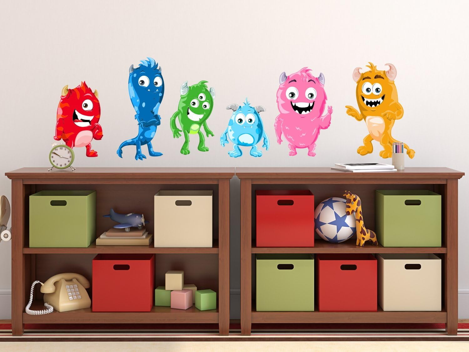 Monsters Fabric Wall Decals, Set of 6 Cute Monsters, Repositionable and ...