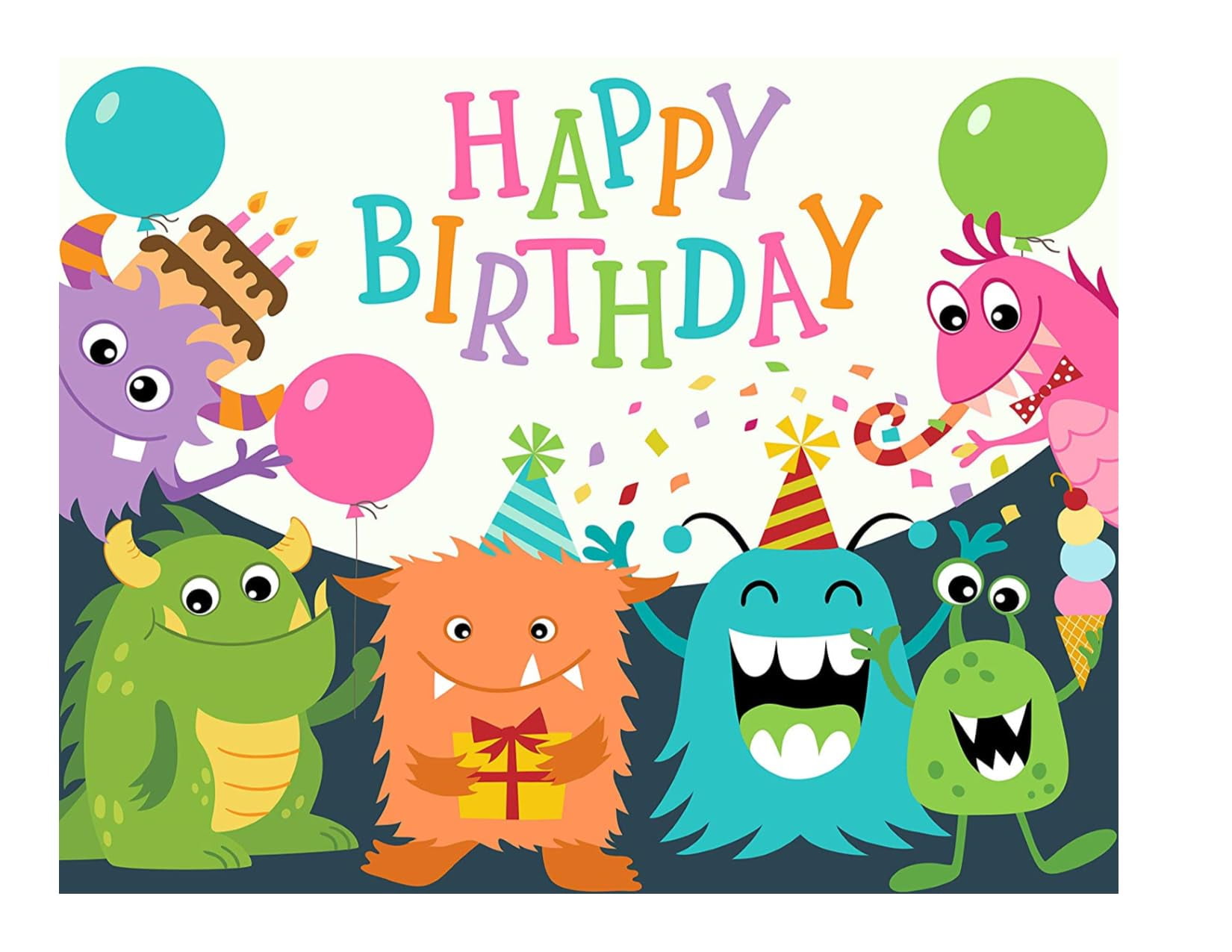 Monsters Happy Birthday SCH4 Edible Cake Topper-1/4 sheet - Walmart.com
