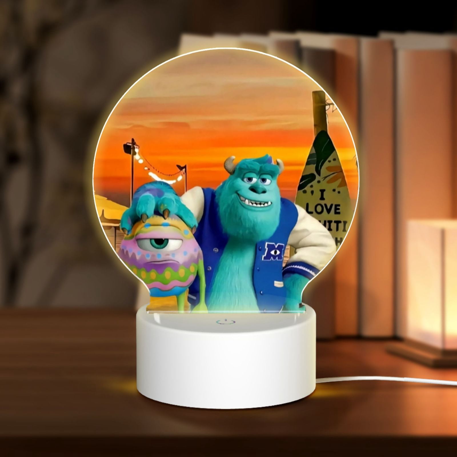 Monsters Inc Anime Round Acrylic Night Light Is Suitable For Rooms ...