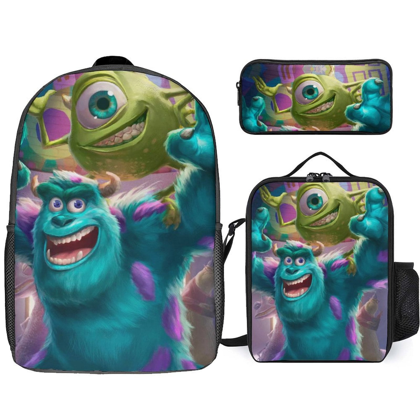 Monsters Inc Backpacks 3 Piece Set cartoon backpack with Lunch Bag And ...