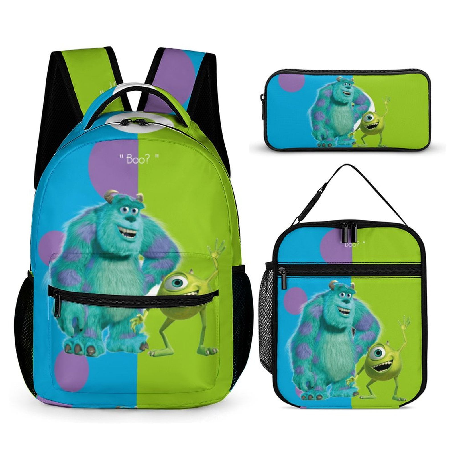 Monsters Inc Backpacks 3 Piece Set cartoon backpack with Lunch Bag And ...