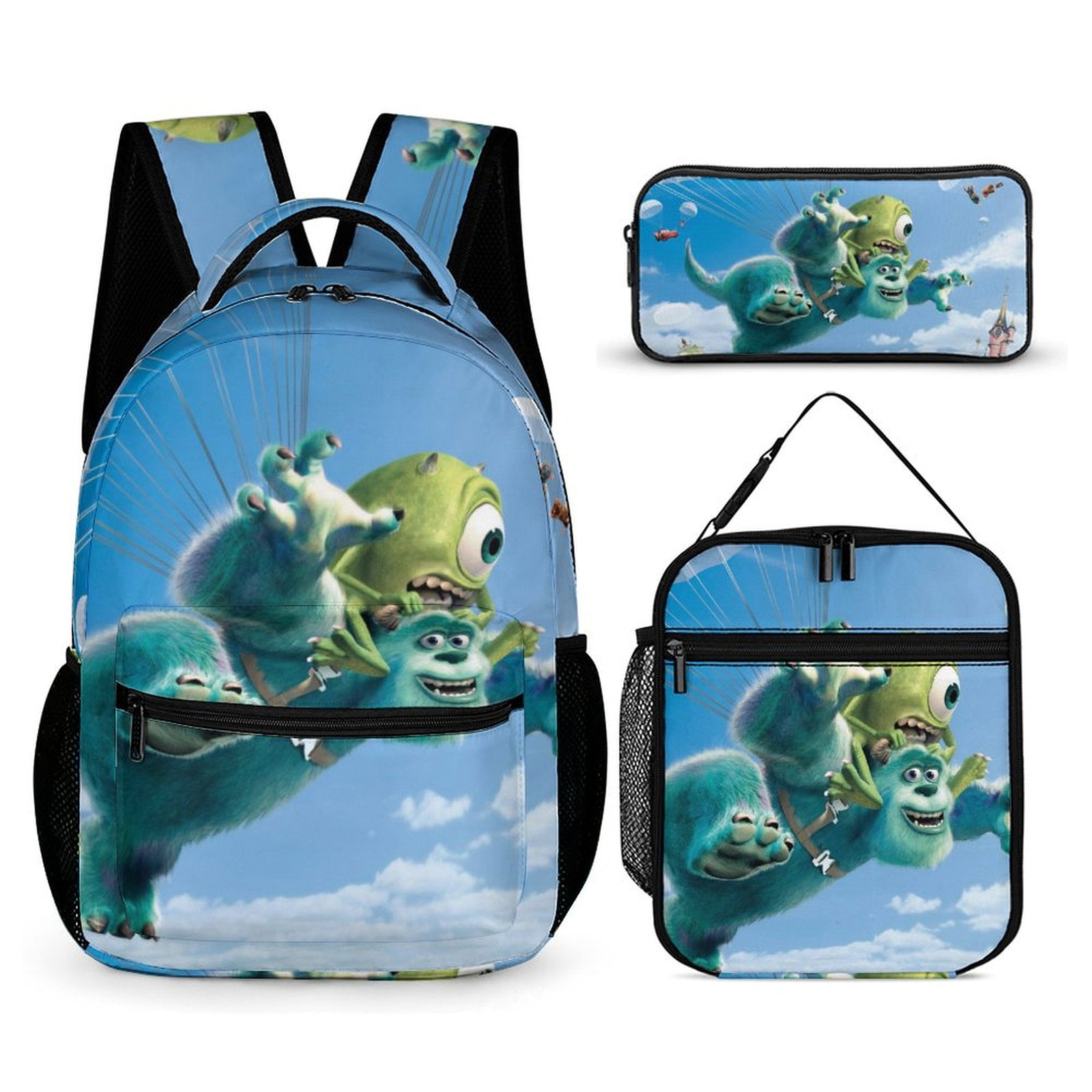 Monsters Inc Backpacks 3 Piece Set cartoon backpack with Lunch Bag And ...