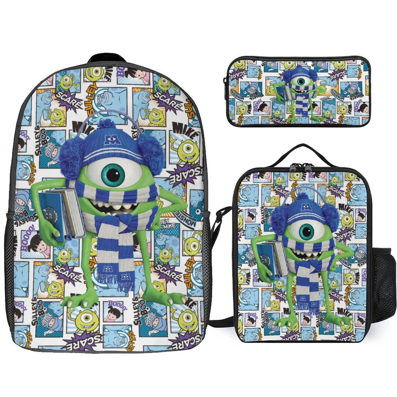 Monsters Inc Backpacks 3 Piece Set cartoon backpack with Lunch Bag And ...