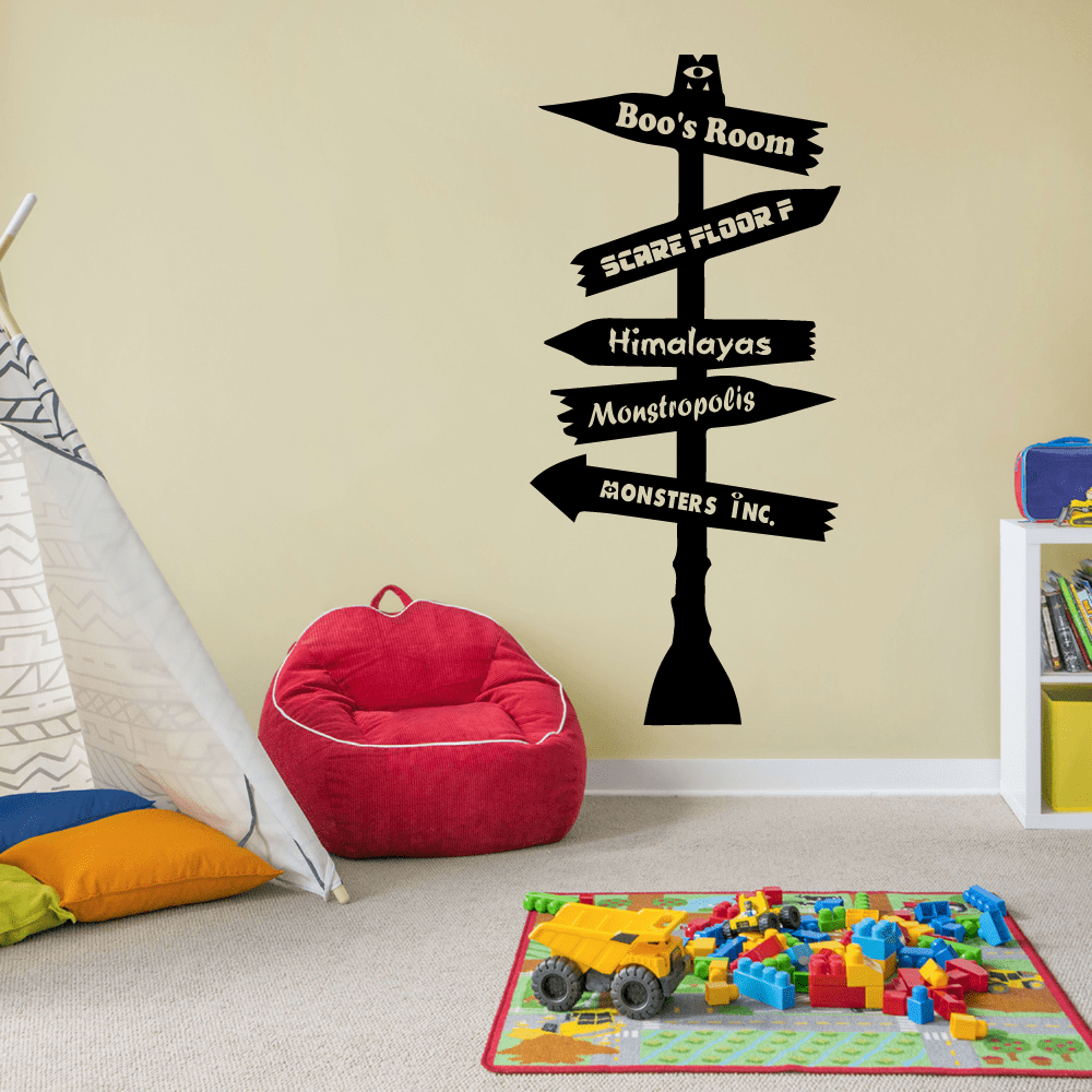 Monsters Inc Cartoon Pathway Signage Fantasy World Wall Sticker Art ...