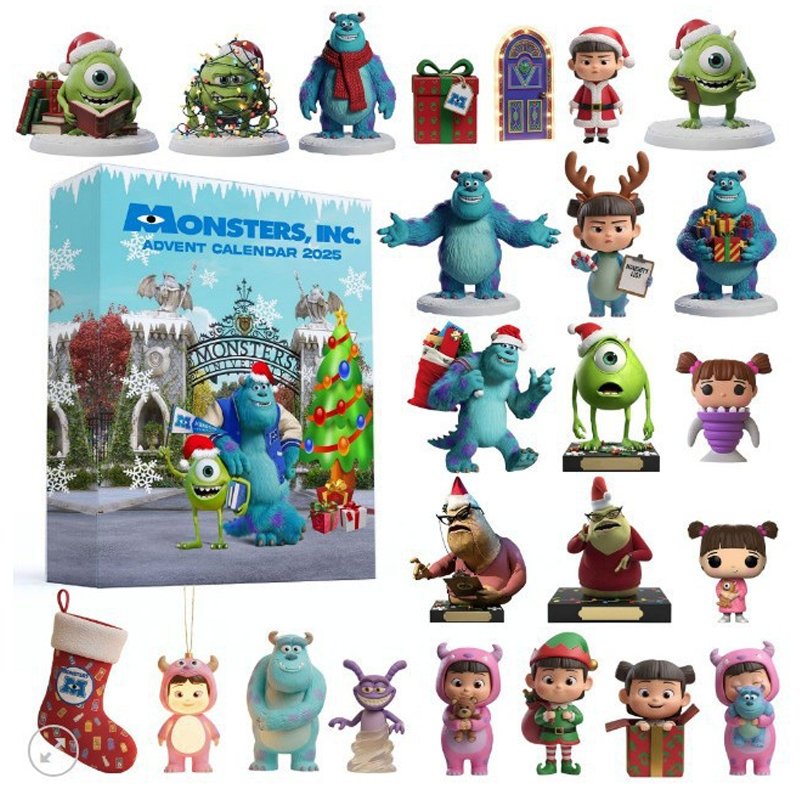 Monsters Inc Christmas Advent Calendar 2D 24 Pairs Blind Box Xmas Tree ...