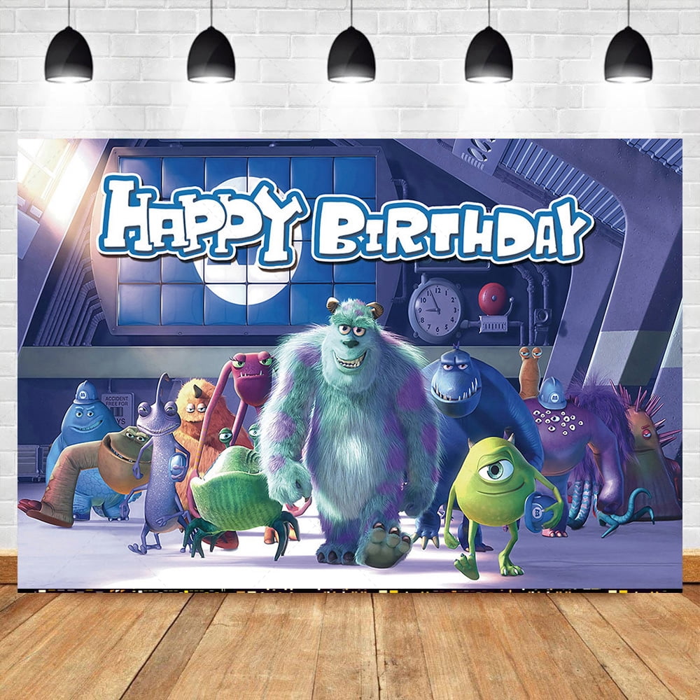 Monsters Inc Happy Birthday Backdrop Party Banner Monsters Inc Indoor ...