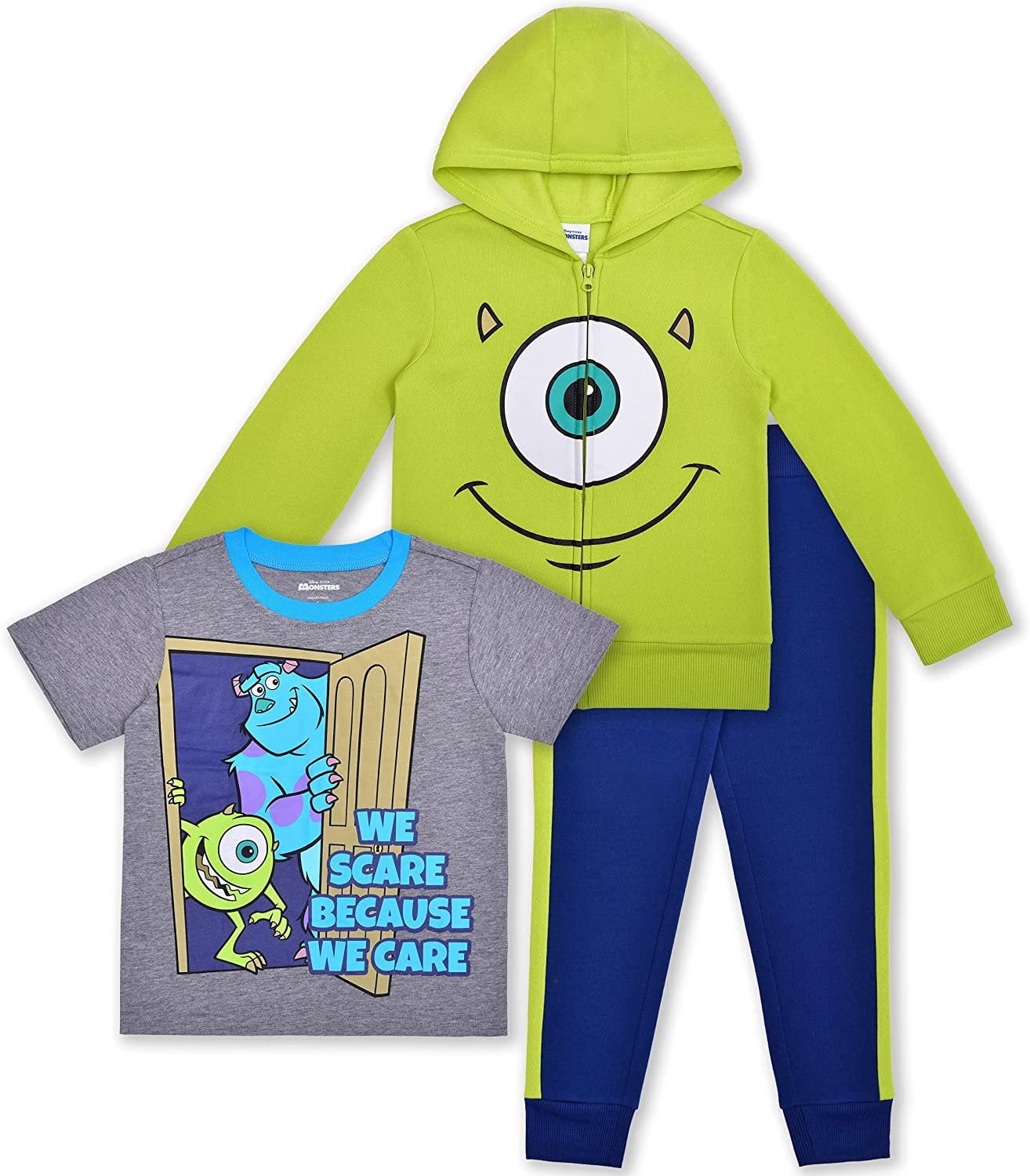 Monsters Inc. Mike Wazowski and Sully Boys 3 Piece Zip Up Hoodie Tee ...