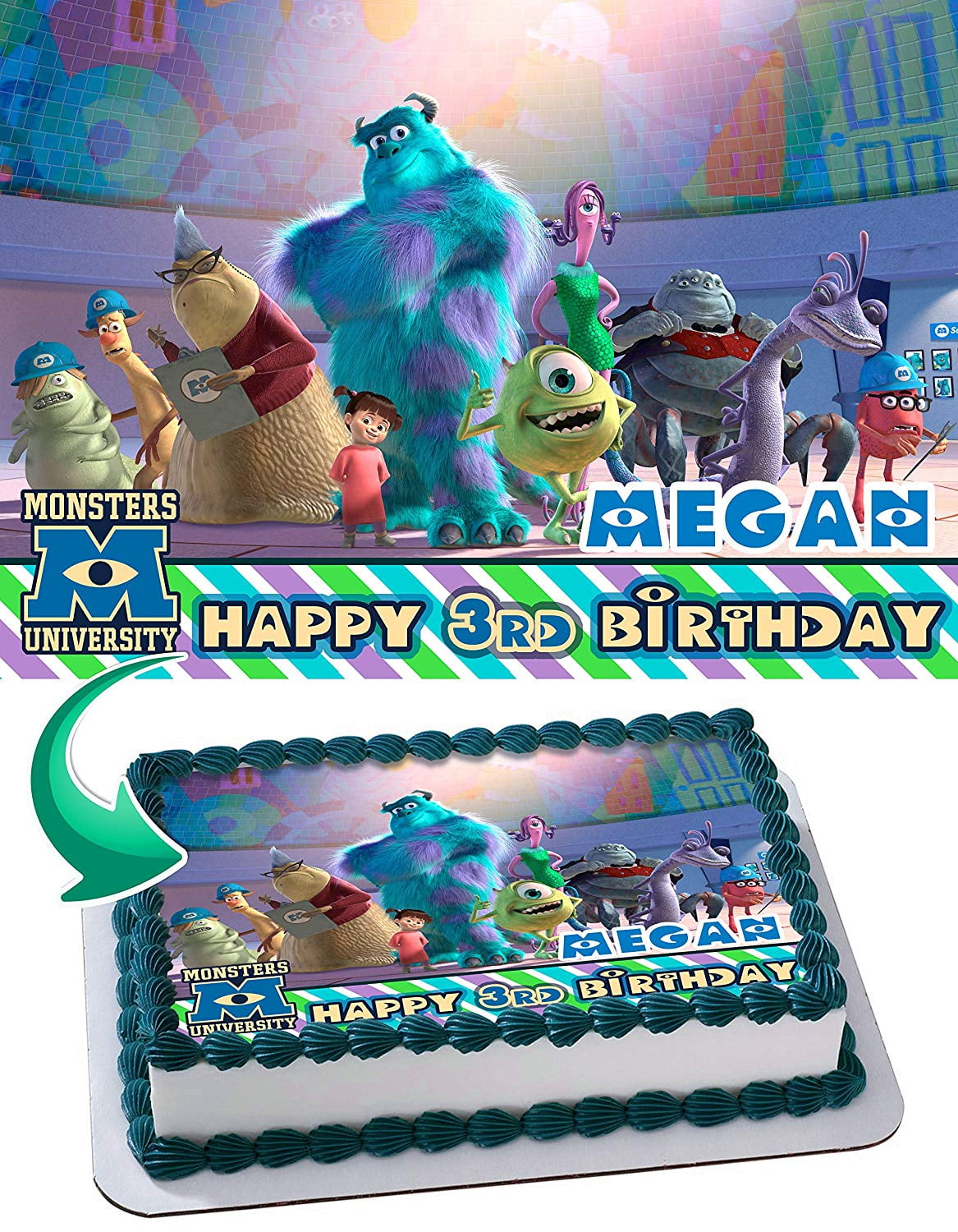 Monsters Inc Topper Edible Cake Image Topper Personalized Birthday ...