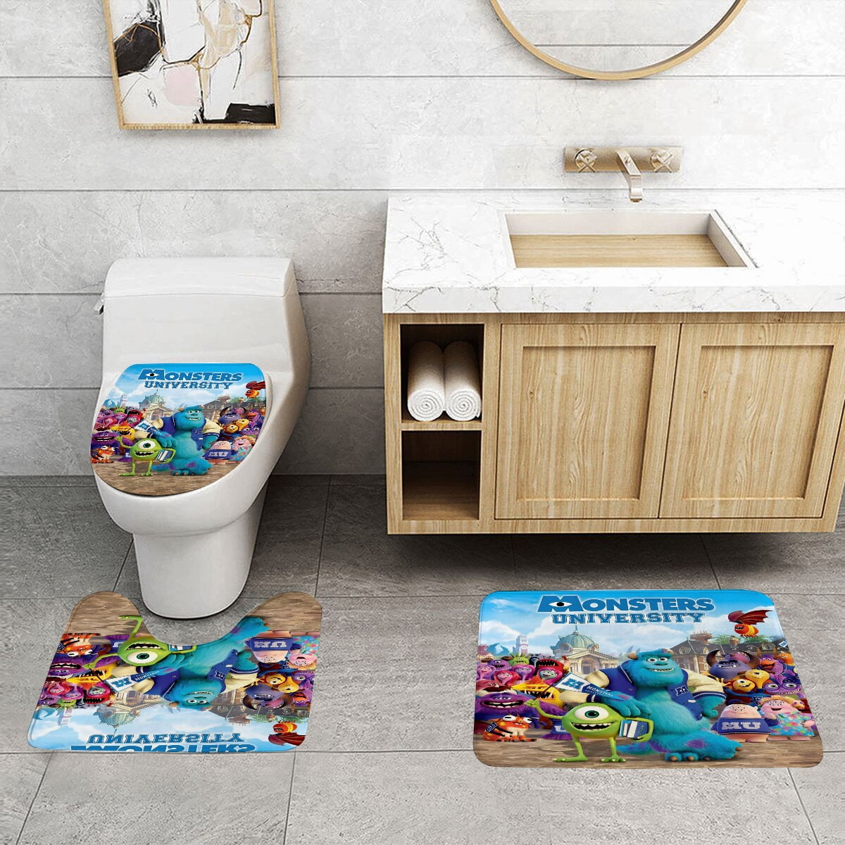 Monsters, Inc. floor mat and toilet set is durable, machine washable ...