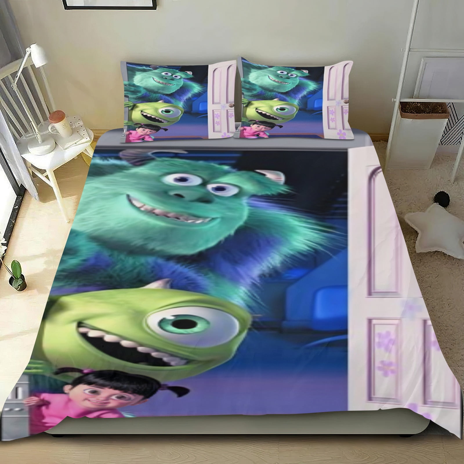 Monsters, Inc. thin bedding set has One duvet cover and two pillowcases,35" x 75"（90*190cm ...