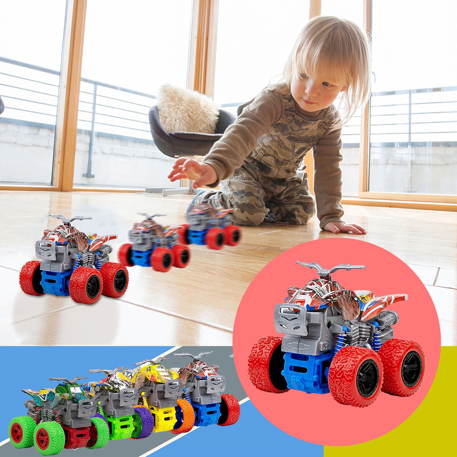 Monsters Truck Toys, Friction Powered Push and Go Toy Cars, Inertial ...