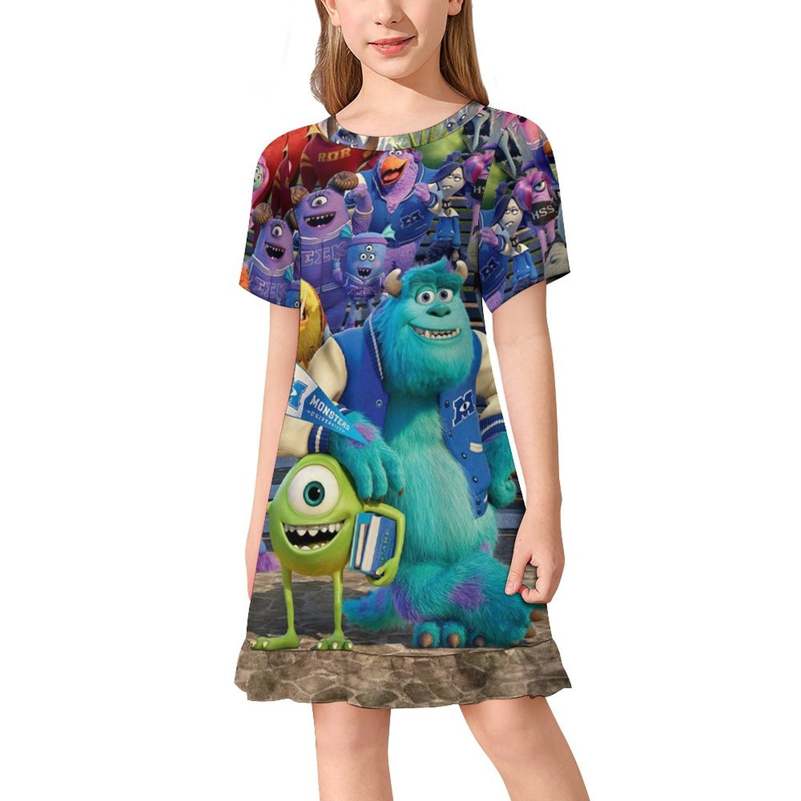 Monsters University Poster Children's Short Sleeved Dress 3D Printed ...