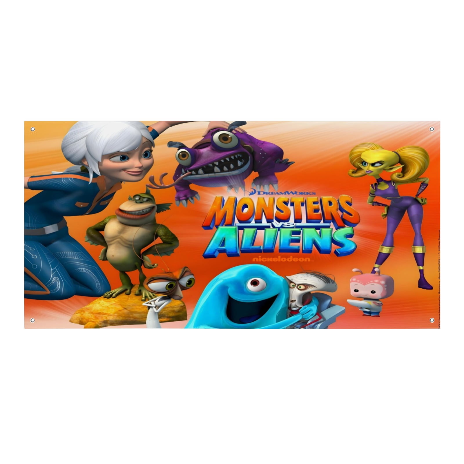 Monsters Vs. Aliens-Theme Backdrops Banner Birthday Party Decor ...