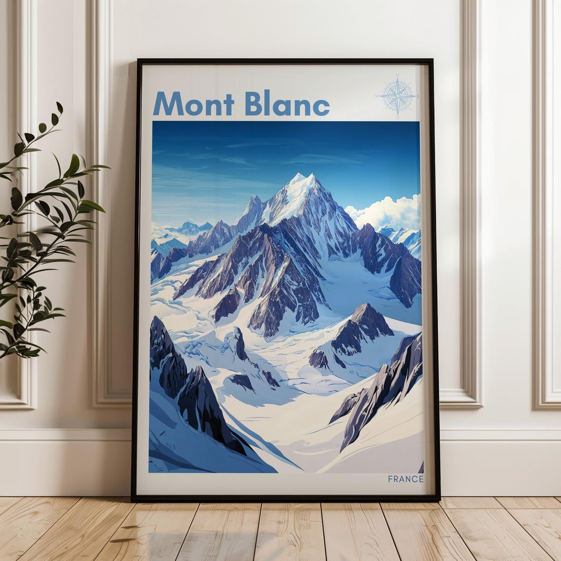 Mont Blanc Travel Poster - France Wall Art Print, Illustration Poster ...